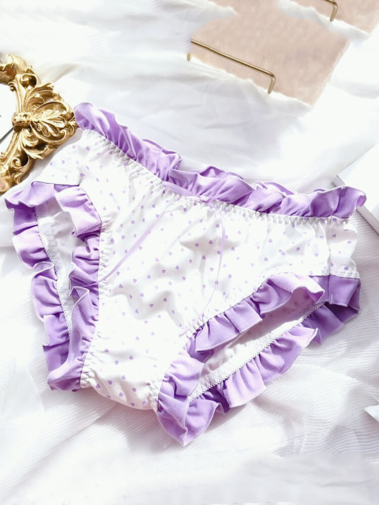 Heart-print Soft Middle-waist Cotton Briefs - Triniful