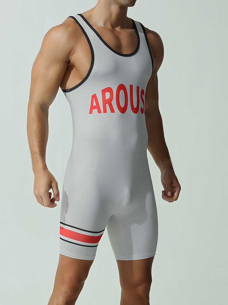Men's Arouse Print Elastic Compression Singlet - Triniful