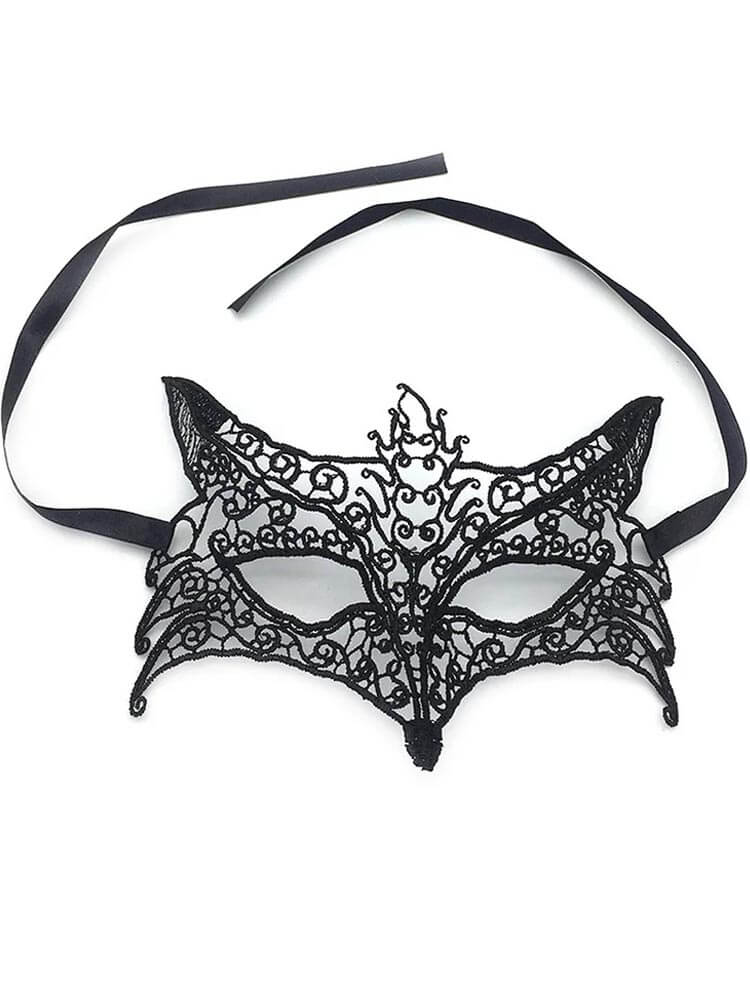 Masquerade Lace Fox Half Face Mask - Triniful