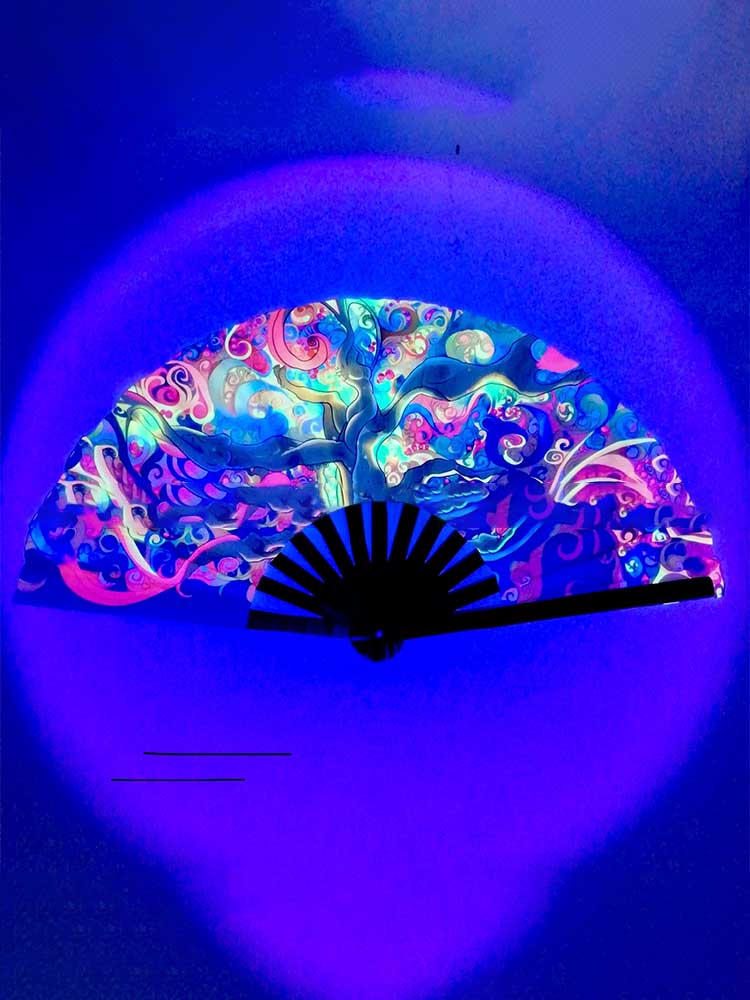 Colorful Reflective Laser UV Folding Fan - Triniful
