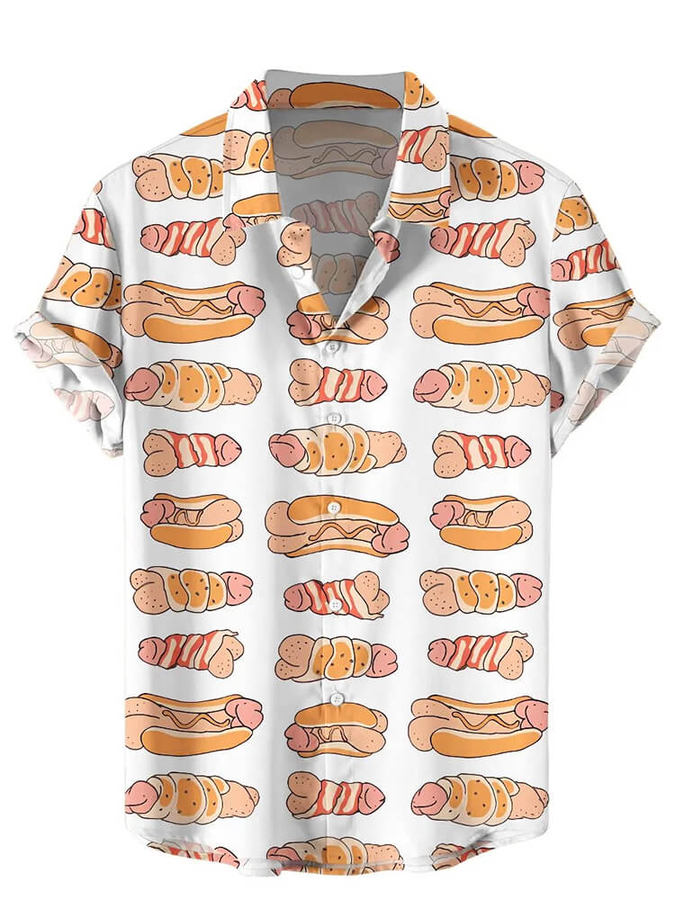 Men's Fun Cock Print Hawaiian Shirts - Triniful