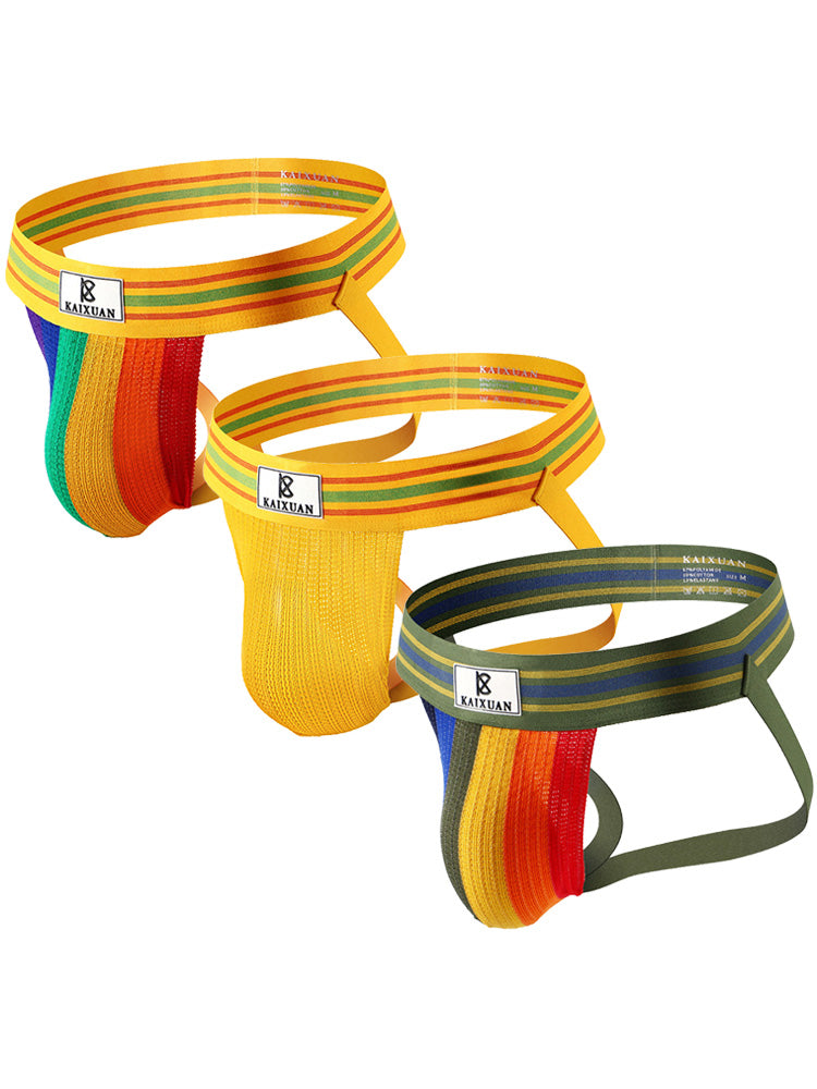3 Pack U Convex Pocket Rainbow Sexy Jockstrap - Triniful