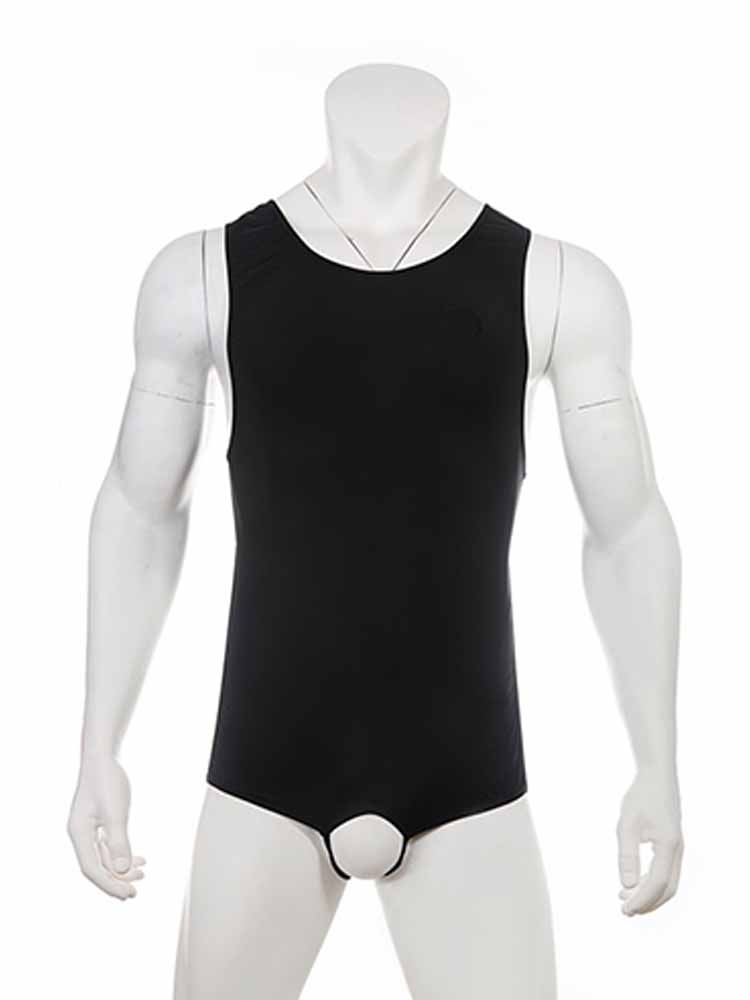 Men's Sleeveless Hip Revealing Slim Bodysuit - Triniful