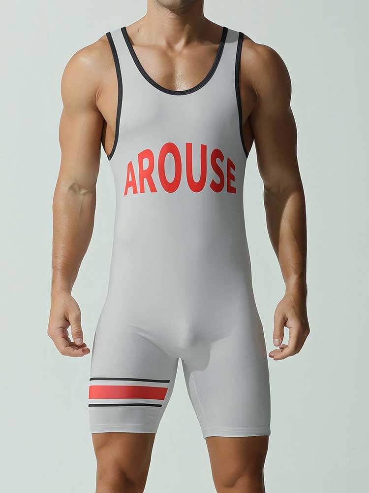 Men's Arouse Print Elastic Compression Singlet - Triniful