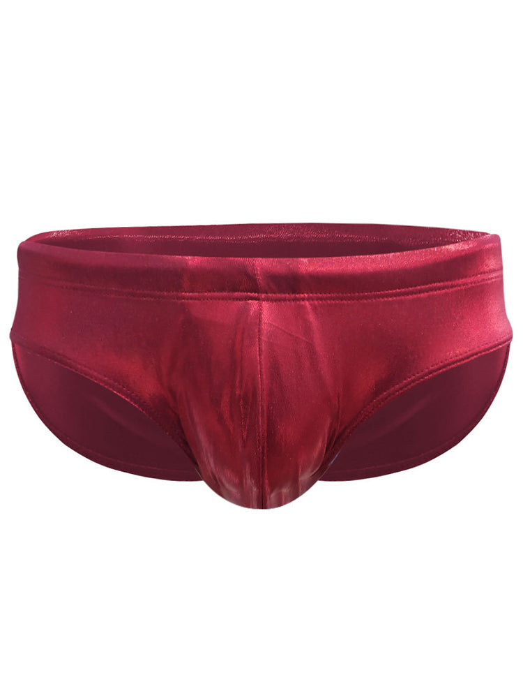 Men's Sexy Sequin Skinny Triangle Swim Briefs - RED - Triniful