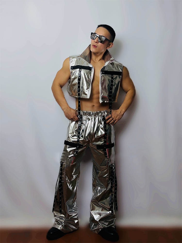 Men's Tech-Style Silver Performance Costume Set - Triniful