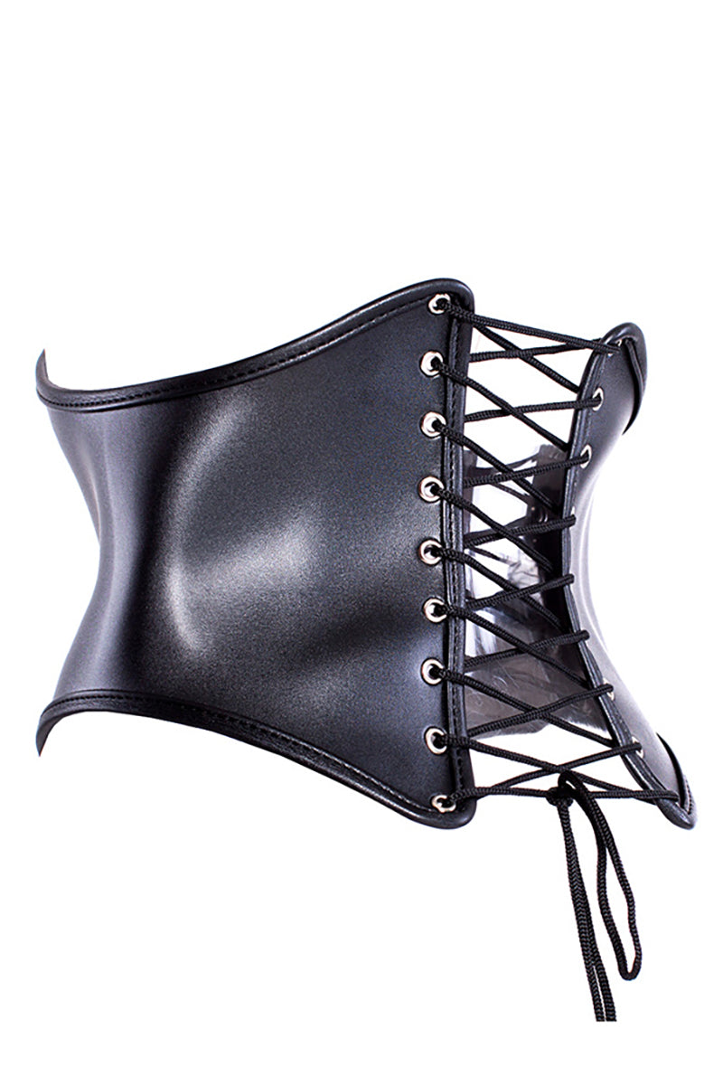 PU Leather Lace-Up Restraint Clothing Adjustable Waist Seal - Triniful