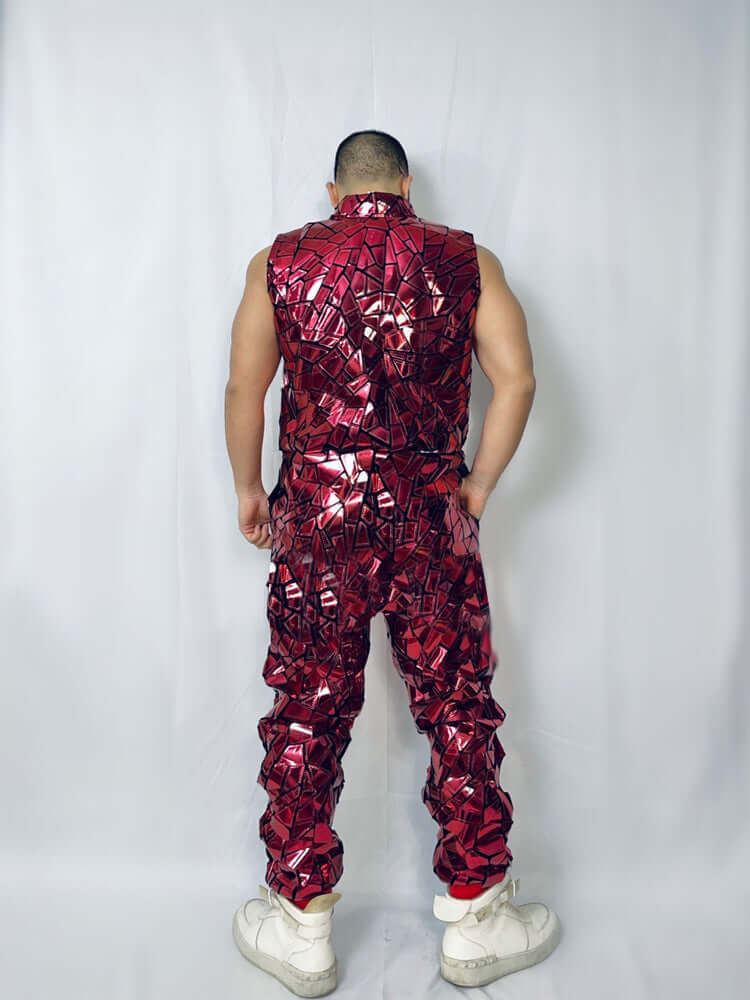 Red Mirror Overall Performance Costume Set - Triniful