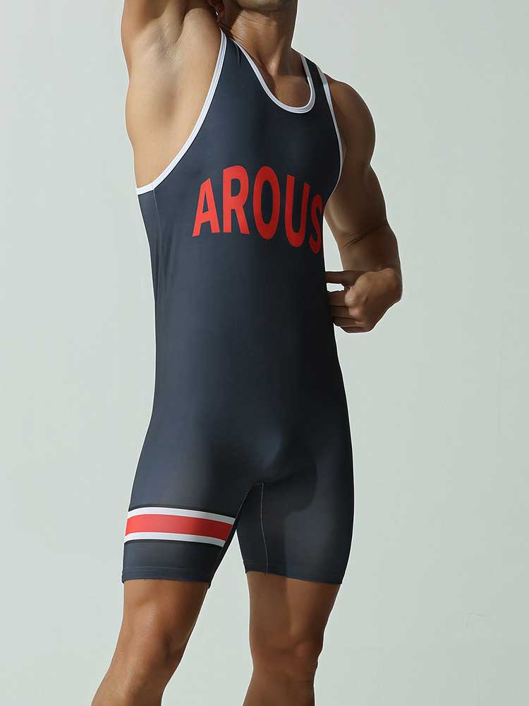 Men's Arouse Print Elastic Compression Singlet - Triniful
