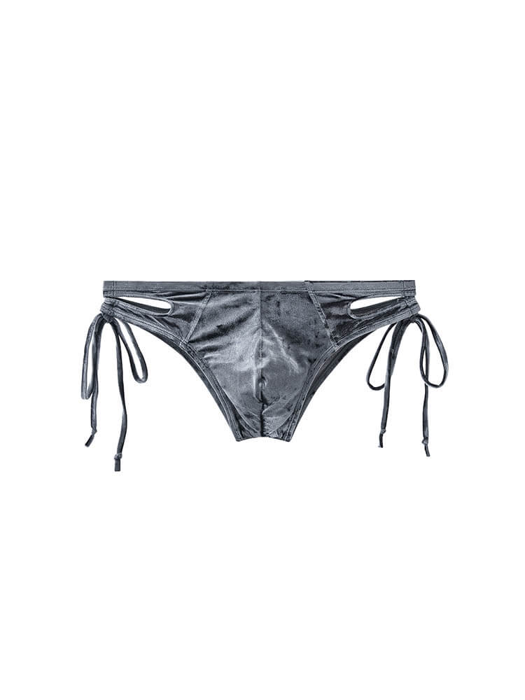 Men's Sexy Bow Tie Hollow Velvet Briefs - Triniful