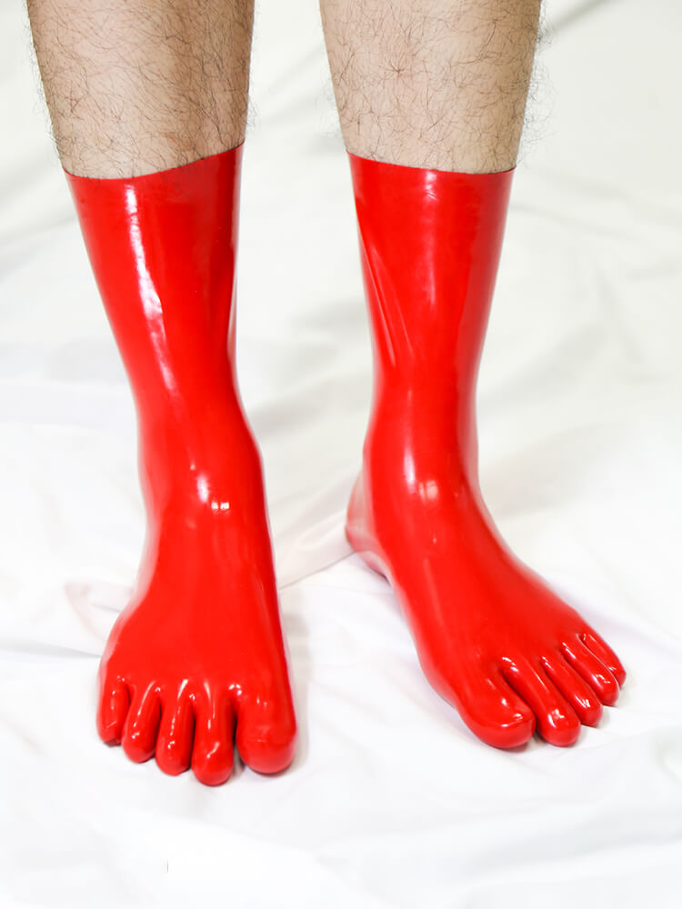Short Latex Mold Red Five-Toe Socks - Triniful