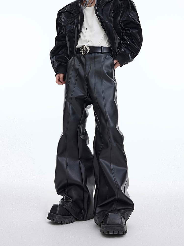Versatile Split Design Casual PU Leather Pants - Triniful