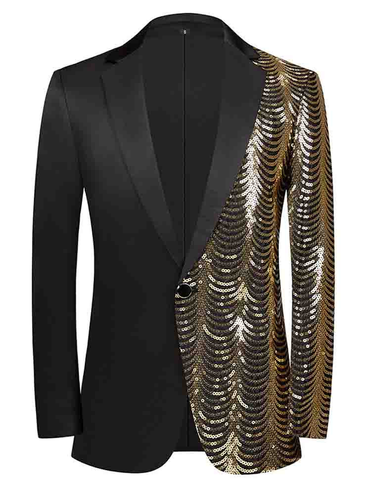 Men's Wavy Sequined Suit Jacket - Triniful